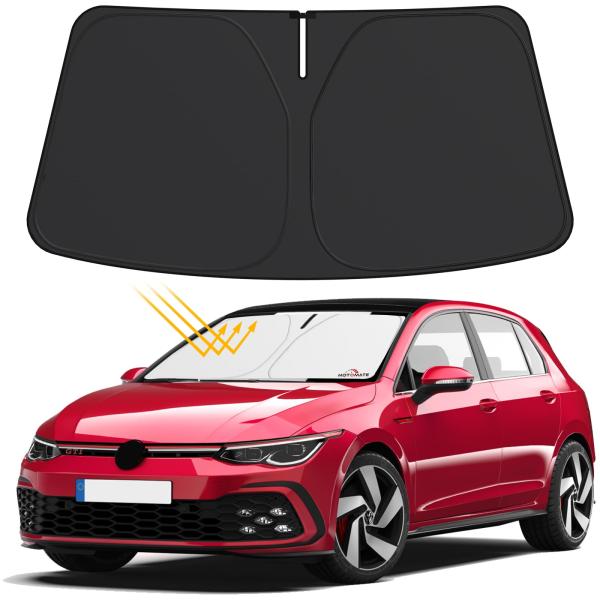 商品名: Motomate 車用フロントガラスサンシェード - 2015-2021 フォルクスワーゲンゴルフGTI用カスタムフィット 収納ポーチ付き 丈夫な素材 折りたたみ式カーサンバイザー 紫外線と日光保護 アクセサリー アップグレード ...