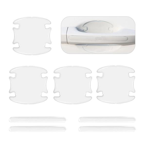 商品名: leediga 車のドアハンドルプロテクターステッカー 8枚パック 防水 ソフト 耐久性 5.90インチ x 0.55インチ 車両ドアハンドルフィルム ユニバーサル 3.54インチ x 3.14インチ ドアボウル スクラッチアクセ...