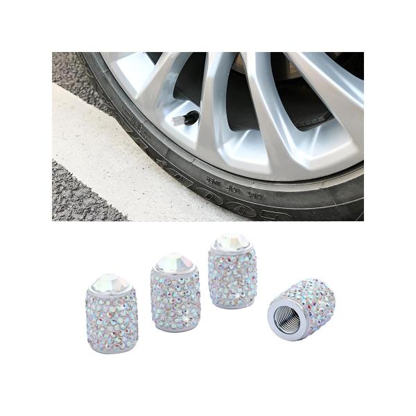 商品名: Bittwee 4個 キラキラ 車 バルブ タイヤ ステムキャップ クリスタル ラインストーン 車両 ホイール エアキャップ ミニ ダイヤモンド オートデコレーション アクセサリー レディース ガールズ 車用 RVなどに ユニバー...