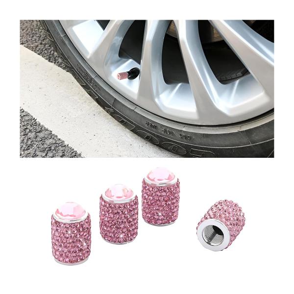 商品名: Bittwee 4個 キラキラ光る車用バルブタイヤステムキャップ、クリスタルラインストーン車両ホイールエアキャップ、ミニダイヤモンドオートデコレーションアクセサリー レディース ガールズ 車、RVなどにユニバーサル(ピンク) Bi...
