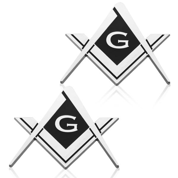 商品名: 2.6インチ クロームメッキ フリーメイソン カーエンブレム ステッカー デカール メイソン スクエア コンパス カーバッジ エンブレム 自動車 トラック オートバイ ステッカー ギフトアクセサリー (2個) 2.6" Plate...