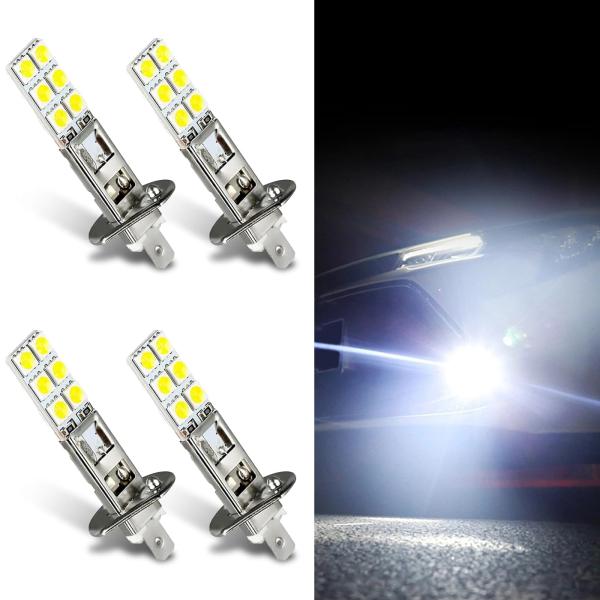 商品名:  dawfall Pack-4 Car H1 LED Fog Lights, 12V 12SMD-5050 Chip Waterproof Dome Courtesy Bulbs, Plug and Play Fog Light ...