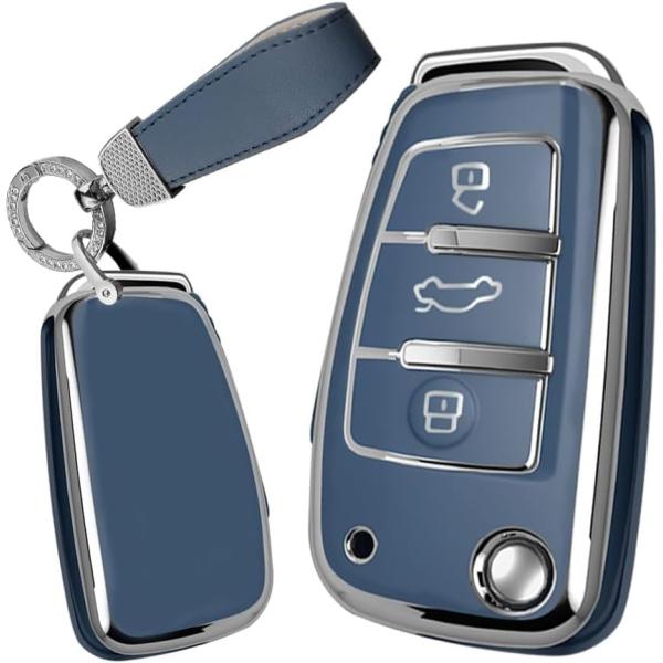 商品名:  TECART for Audi Flip Key Fob Cover TPU Key Case Shell Compatible with Audi A1 A3 Q3 Q7 R8 A6L TT Smart Key Protect...