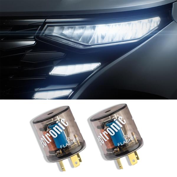 商品名: HEVLE 3ピン LEDフラッシャーリレー 2個 12V 高耐久 車用フラッシャーリレー 丸型電動ウィンカーフラッシャー ウィンカーリレー LEDウィンカー用 ハイパー点滅の問題を修正 ほとんどの車に共通 (3ピン 2個) HE...