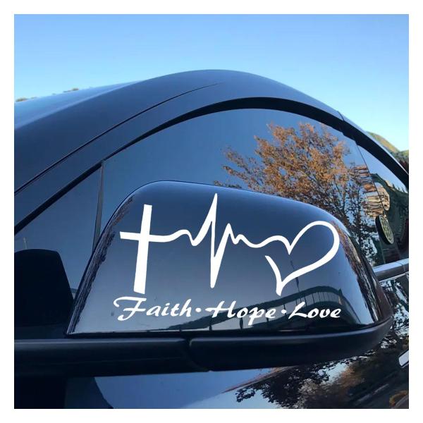 商品名: Hope Faith Love Heart ステッカーデカール、イエスクロスステッカー、ホワイトデカールビニールステッカーノートブック、車、ノートパソコン、窓用(ホワイト) Faith Hope Love Heart Sticke...