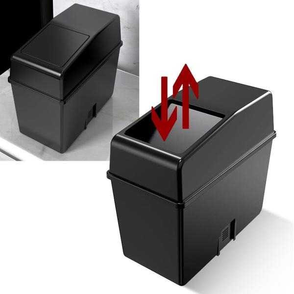 商品名: dawfall 車用ゴミ箱 蓋付き 8.25インチ x 3.95インチ x 7.87インチ PP スプリングプレス式開口部 上下 取り外し可能 お手入れ簡単 ゴミ収納ボックス ポータブルアクセサリー ほとんどの車種に対応 (ブラッ...