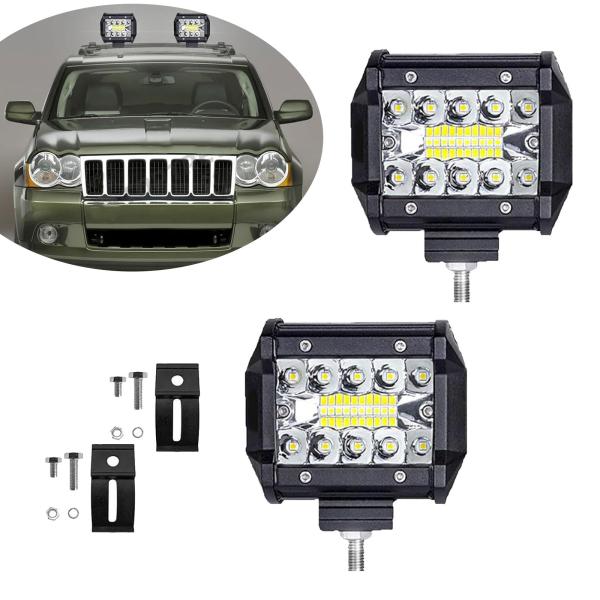 商品名:  Sumjig Pack-2 Car LED Work Light, 4" 3 Row 20LED 60W 6000K Modified Ultra-bright Spotlight, Waterproof Alloy Fence...