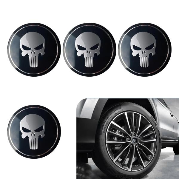 商品名:  jokormo 4 PCS Car Wheel Hub Center Cap, 2.2" Personalized Skull Decorative Sticker, Non-Fading Glossy Texture Whee...