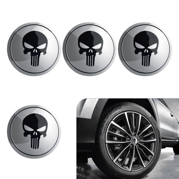 商品名:  jokormo 4 PCS Car Wheel Hub Center Cap, 2.2" Personalized Skull Decorative Sticker, Non-Fading Glossy Texture Whee...