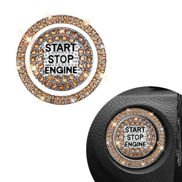 商品名: povtii キラキラ光る車のプッシュスタートボタンステッカー、輝くクリスタルラインストーンエンジンスタートリングデカール、傷防止オートキーイグニッションノブリングカバー、車内カーアクセサリー(オレンジ、穴なし) povtii B...