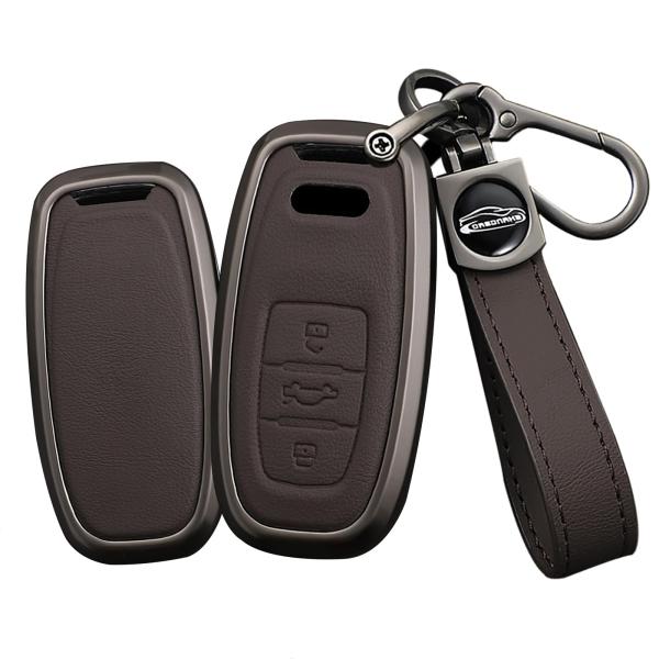 商品名:  TECART for Audi Metal Key Fob Cover Leather Key Shell Key Case Fit For Audi R8 Q5 Q7 S3 S4 S5 S6 S7 S8 SQ5 RS5 RS7...