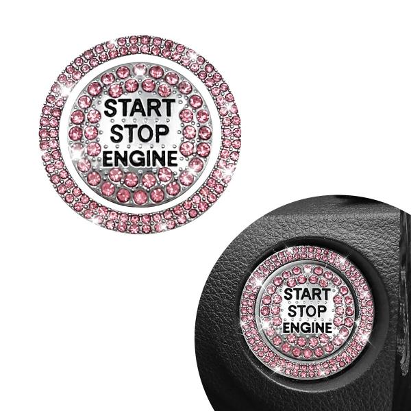 商品名: povtii キラキラ光る車のプッシュスタートボタンステッカー、輝くクリスタルラインストーンエンジンスタートリングデカール、傷防止オートキーイグニッションノブリングカバー、車内カーアクセサリー(ピンク、穴なし) povtii Bl...