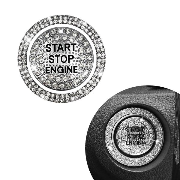 商品名: povtii キラキラ 車 プッシュスタートボタンステッカー、輝くクリスタルラインストーンエンジンスタートリングデカール、傷防止オートキーイグニッションノブリングカバー、車内カーアクセサリー(ホワイト、穴あきなし) povtii ...