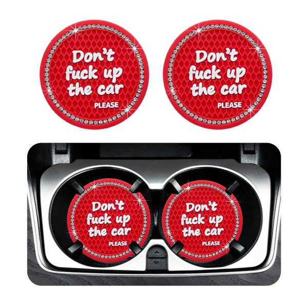 商品名: 2 PCS Bling Car Cup Coaster, 2.75 Inch Non-Slip Don't Fuck Up My Car Please Cup Holder Insert Coaster, Crystal Rhin...