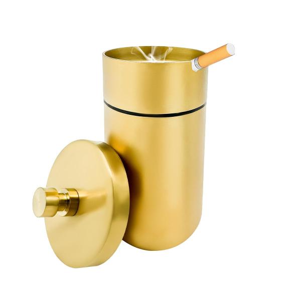 商品名: Ohleats 車用灰皿 蓋付き ステンレススチール 無煙 臭い防止 自動灰皿 取り外し可能なミニポータブルカップホルダーシガレット灰皿 車 オフィス ホーム カーアクセサリー用 (ゴールド) Ohleats Car Ashtra...