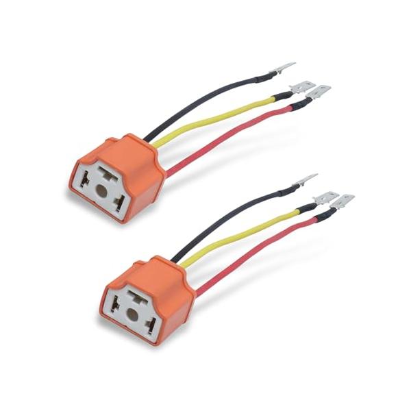 商品名:  dawfall 2 PCS Car H4 Light Bulb Socket, Ceramic High Temperature Resistant 3 Pin Base with Wiring Harness, Front L...