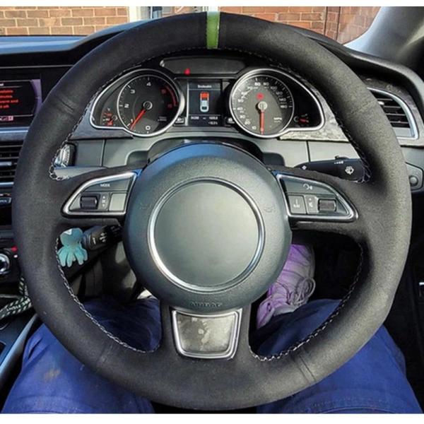 商品名:  DzChYa Black Hand-Sewing Suede Car Steering Wheel Cover, for Audi A1 A3 A4 2015-2016 A7 2012-2018 S7 2013-2018 RS7...
