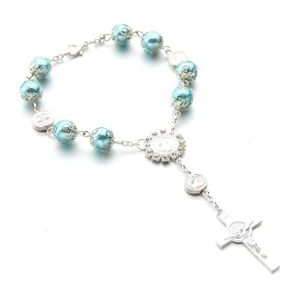 商品名: Tesnaao 2個 車内バックミラー装飾ペンダント、0.48インチのロザリオ、トリクロスビーズ吊り下げペンダントビーズストリング付き、多目的パーソナライズファッションアクセサリー、ほとんどの車用(ブルー) Tesnaao 2 P...