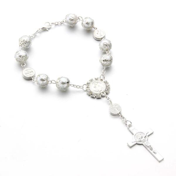 商品名: Tesnaao 2個 車内バックミラー装飾ペンダント、0.48インチのロザリオ、トリクロスビーズ吊り下げペンダントビーズストリング、多目的パーソナライズファッションアクセサリー、ほとんどの車用(ホワイト) Tesnaao 2 PC...