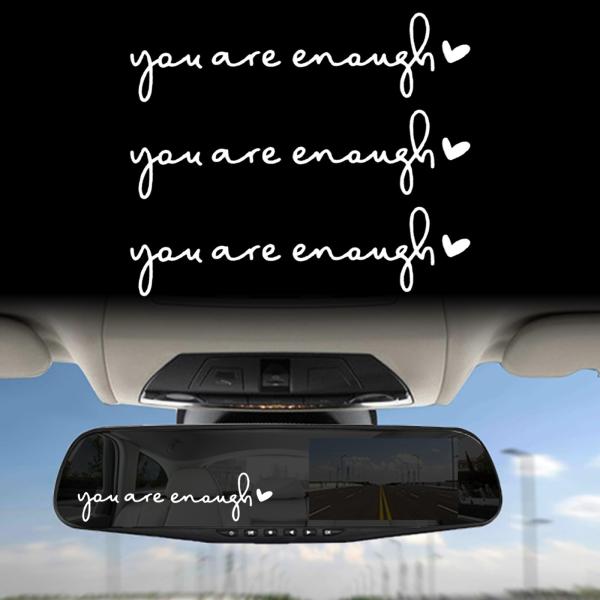 商品名: You are Enough バックミラーデカール3点、バックミラーステッカーUVカーアクセサリー、You are Enough車用デカール女性用、カーウィンドウ、自己肯定デカール、バニティミラーステッカー(ホワイト) 3pcs ...