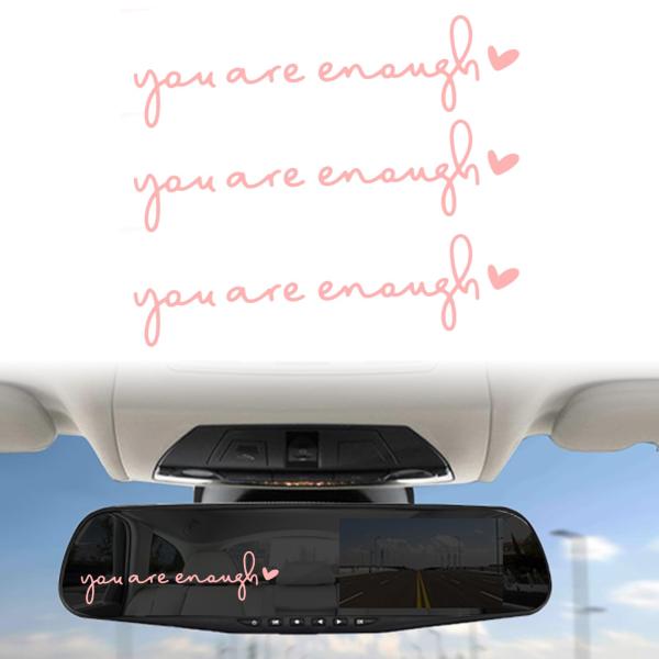 商品名: You are Enough バックミラーデカール3点、バックミラーステッカーUVカーアクセサリー、You are Enough 車用デカール女性用、カーウィンドウ、自己肯定デカール、バニティミラーステッカー(ピンク) 3pcs ...