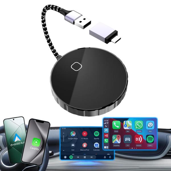 商品名:  2 in 1 Wireless Carplay &amp; Android Auto Adapter for Car Model 2015+ - Easy and Stable Carplay Box for Factory W...