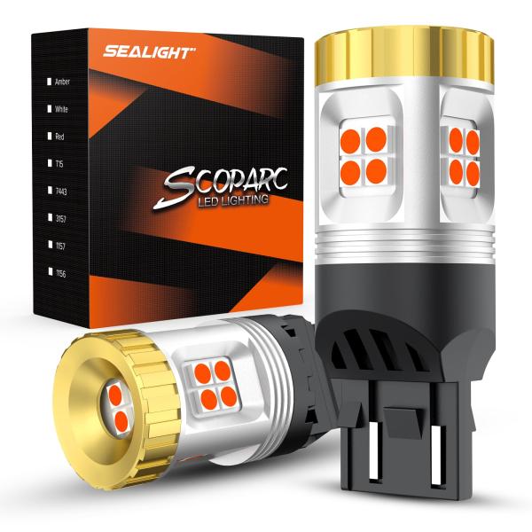 商品名:  SEALIGHT 7443 LED Bulb for Brake Lights, 1200% Super Bright 7440 7441 7444 T20 W21W LED Light Bulb Red for Tail St...