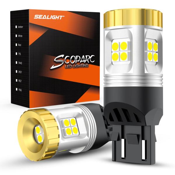 商品名:  SEALIGHT 7443 LED Bulb for Reverse Backup Light, 1200% Super Bright 7440 7441 7444 T20 W21W LED Light Bulb White f...