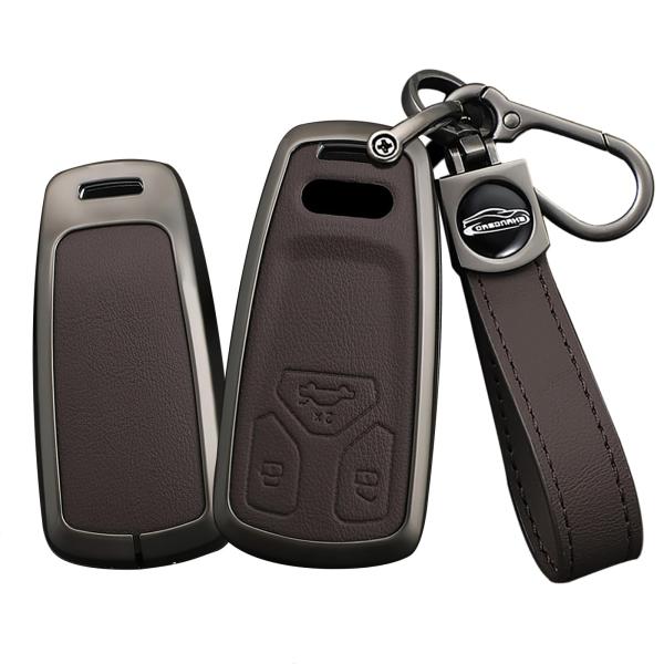 商品名:  TECART Fit for Audi Metal Key Fob Cover Leather Key Case Cover Protector Fit For Audi A4 Q7 Q5 TT A3 A6 SQ5 R8 S5 ...