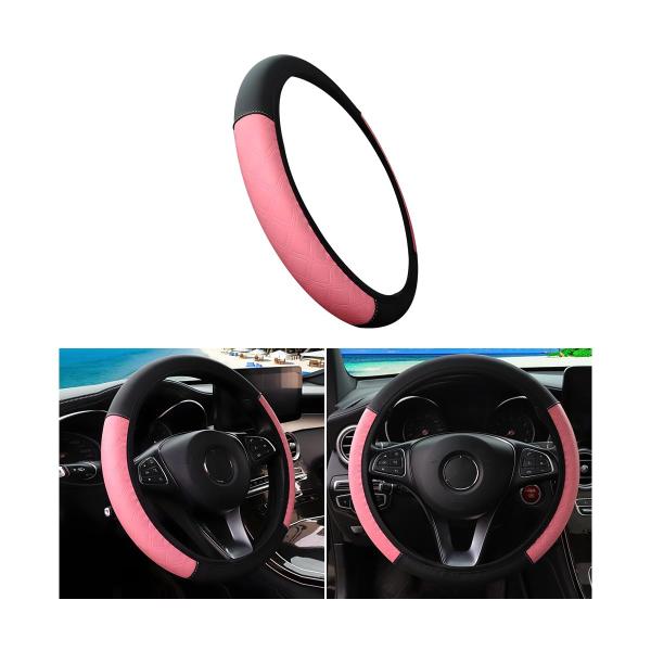 商品名: Mandark レザーカーステアリングホイールカバー 伸縮性 車両ステアホイールプロテクター ストレッチ 滑り止め 自動車内装アクセサリー 14.5~15インチ SUV、トラック、RVなどにユニバーサル(ピンク) Mandark ...