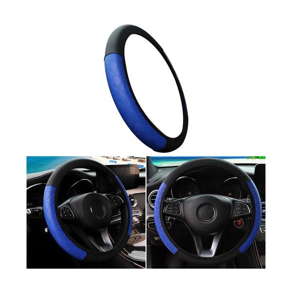 商品名: Mandark レザーカーステアリングホイールカバー 伸縮性 車両ステアホイールプロテクター ストレッチ 滑り止め 自動車内装アクセサリー 14.5~15インチ SUV、トラック、RVなどにユニバーサル(ブルー) Mandark ...