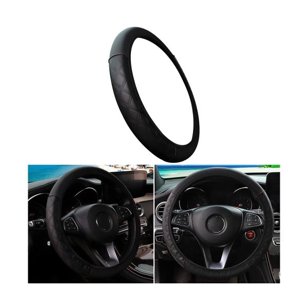商品名: Mandark レザーカーステアリングホイールカバー 伸縮性 車両ステアホイールプロテクター ストレッチ 滑り止め 自動車内装アクセサリー 14.5~15インチ SUV、トラック、RVなどにユニバーサル(ブラック) Mandark...