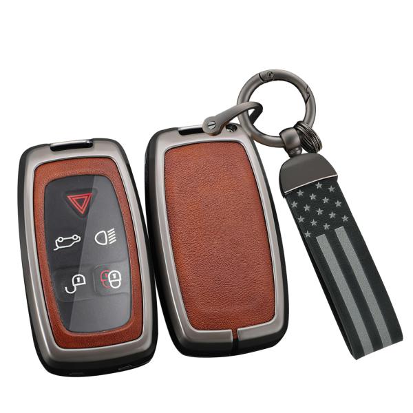 商品名: ontto スマートリモートキーフォブケース ランドローバーディスカバリー4 LR4 2010-2015用 メタル&amp;レザー カーキーホルダー レンジローバー スポーツ Evoque 2010-2017用 カーアクセサリー ...