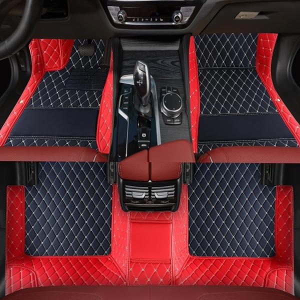 商品名:  LUSENBO Luxury Leather Car Floor mats Custom Personalized Full Coverage car Floor mat for 99% of Cars. (red+Black)...