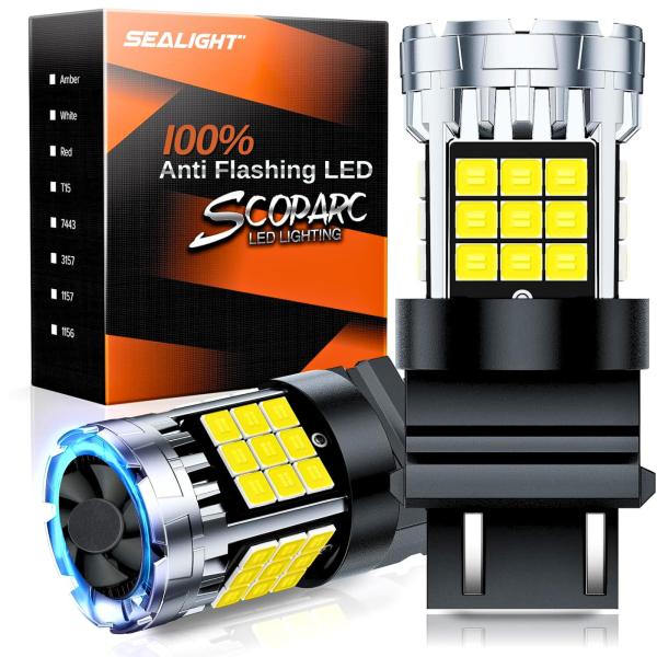 商品名:  SEALIGHT 3157 LED Bulb 3156 3047 Led Bulb Reverse Light, 6500K White 600% Brighter, With Built-In Resistor, Anti H...