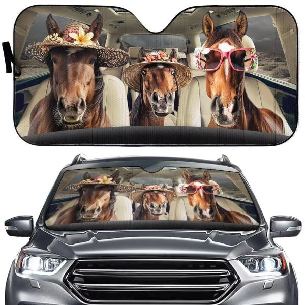 商品名:  Generic Funny Horse Front Windshield Sun Shade, Personality Car Windshield Sunshade Animal Automotive Cover Keeps ...