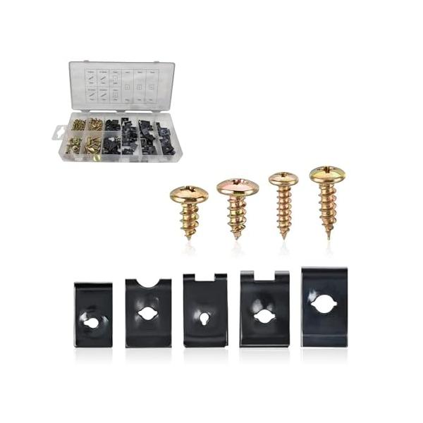 商品名:  Miytsya 170 PCS Car U-clamp Assortment Kit with Storage Box, Multi-purpose Vehicle Engine Fastening Screw for Dash...