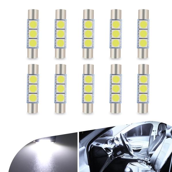 商品名:  QODOLSI Pack-10 Car 28mm 5050 3SMD LED Light Kit, 180 Degree High Brightness No Glare No Lag Roof Light Makeup Lig...
