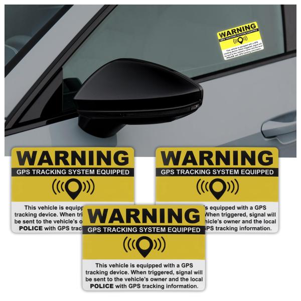 商品名:  3PCS Car Stickers,Warning GPS Alarm System Anti-Theft GPS Tracking Sticker,3.2x1.4 Inch Self Adhesive Car Warning ...