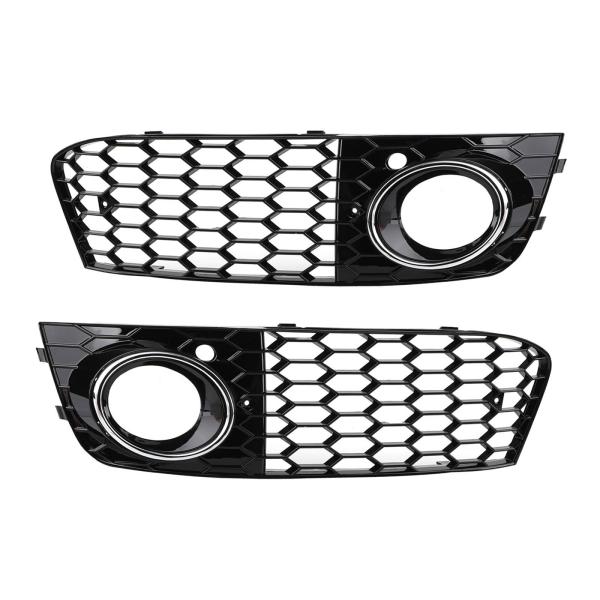 商品名:  QubEv Compatible For Audi A4 B8 RS4 2009 2010 2011 2012 Honeycomb Mesh Fog Light Open Vent A4 Grille Intake Cover ...