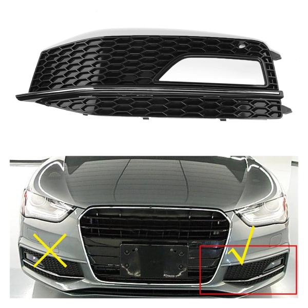 商品名:  Pair Gloss Black Front Bumper Lower Fog Light Grill Grille Compatible For Audi A4 B8 S-Line S4 2012 2013 2014 2015...