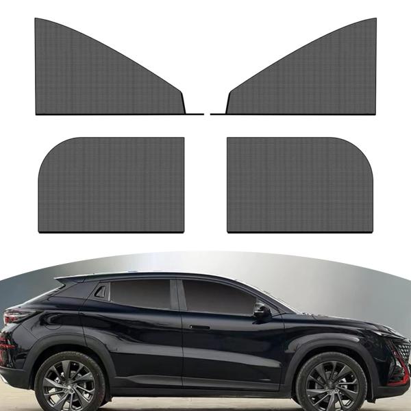 商品名: dawfall 車用サイドウィンドウサンシェード4点、26.3インチ x 27.5インチ + 21.25インチ x 31インチ 通気防止 反射防止 クールカバー 日焼け防止 防塵メッシュ プライバシー保護カバー SUV用 汎用 (...