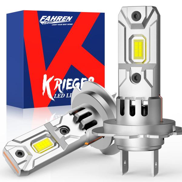 商品名: Krieges Fahren H7電球 26000LM 700%超高輝度 6500K H7電球 アダプター不要 リアル1:1ミニサイズ プラグ&amp;プレイファン付き H7フォグライト 2個パック Krieges Fahren ...