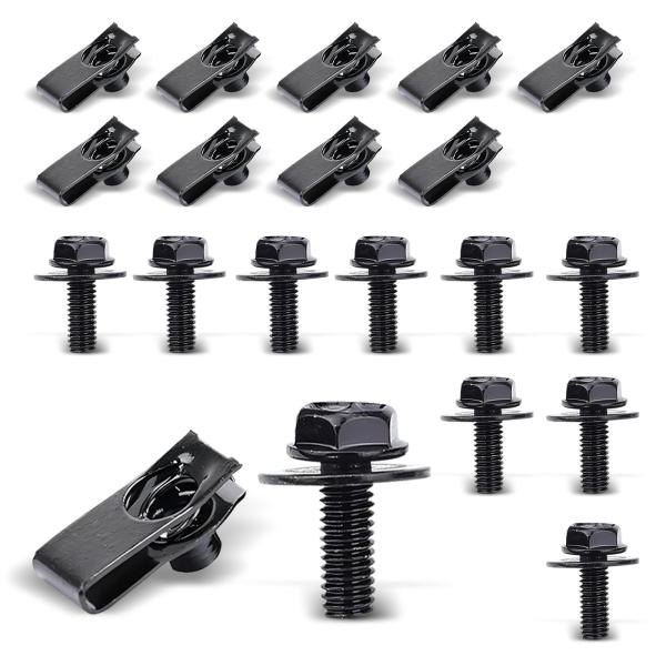 商品名:  icykale 20 PCS Car Hood Protector Bolt + U-clip Kit, Metal Bumper Fender Liner Push-pull Extrusion Rust-proof Fast...
