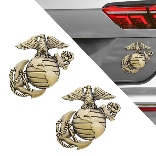 商品名: Yourkar 2個 米国海兵隊 車用エンブレム 3D USMCデカール マリンエディションエンブレム 亜鉛合金イーグルドローブ アンカーバッジデカール ほとんどの車 SUV トラック用 ユニバーサルカーアクセサリー (ブロンズ)...