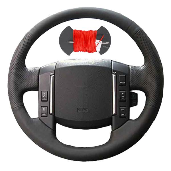 商品名: マイクロファイバーレザーカーハンドルカバー 滑り止めステッチ ホイールラップ ランドローバー フリーランダー2 2007 2008 2009 2010 2011 2012、レッド Microfiber Leather Car St...
