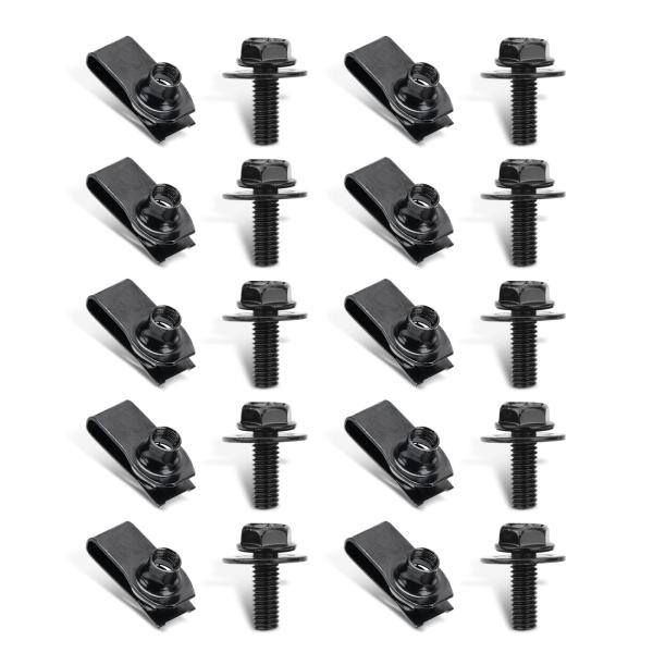 商品名:  Qurbuns 20 Sets Automotive Body Bolt and U-nut Clamp Kit, Bumper Fender Liner Push Pull Metal Rust-Resistant U Ret...