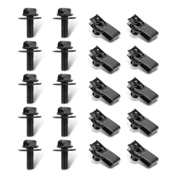 商品名:  Hugwits 10 Sets M6-1.0 Automotive Body Bolts &amp; U-Nut Clips, Metal Rust-Resistant U Retainer, Universal Car Fas...