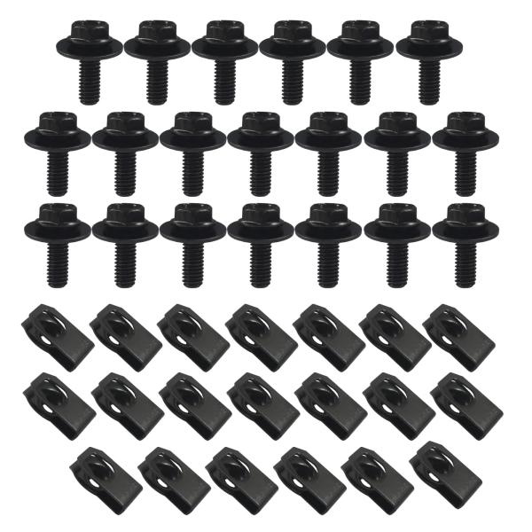 商品名: Seimneire 80個 M6-1.0 押出Uナット&amp;六角ヘッドSEMSボディボルトキット、多目的バンパーフェンダースプラッシュシールドアンダーカバーフードエンジンアクセサリーGMフォードシボレークライスラージープダッジ...