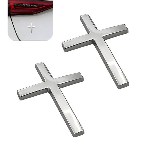 商品名:  CouTunp 2PCS 3D Cross Decal, 2.5"×1.8" Metal Cross Badge Stickers, Self-Adhesive Alloy Jesus Christ Cross Sticker ...